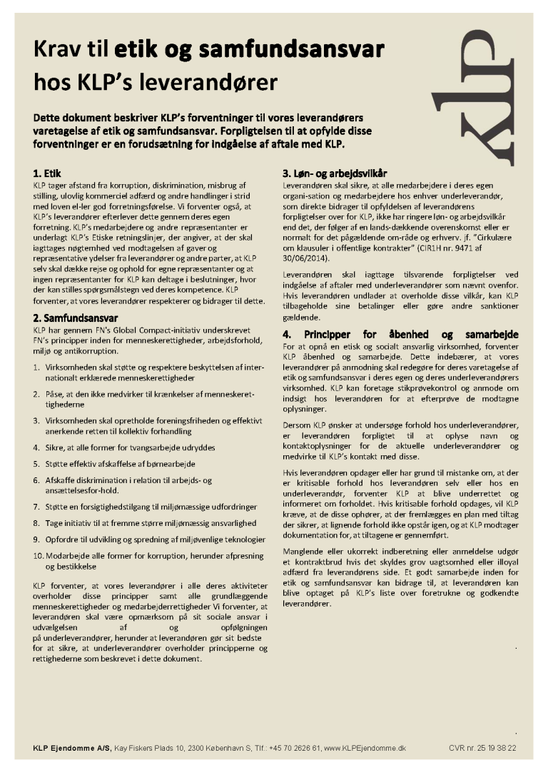 KLP og CSR - KLP Ejendomme